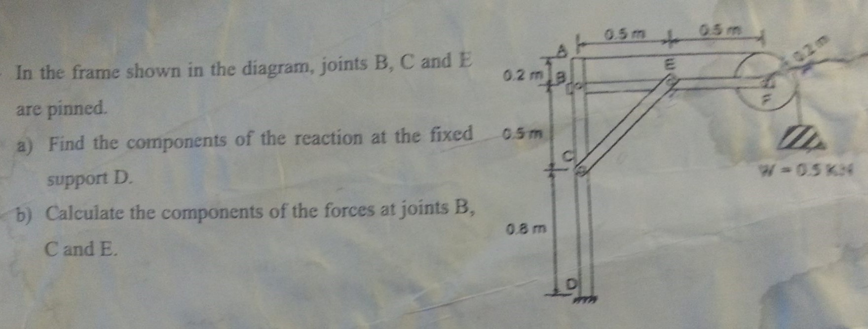 Solved In the frame shown in the diagram, joints B, C and | Chegg.com
