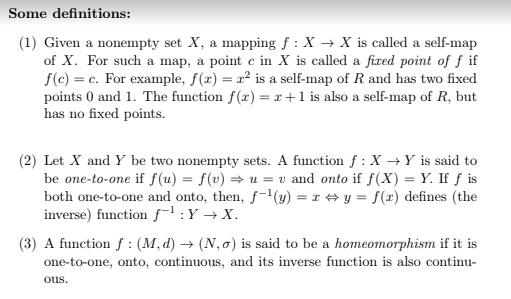 Solved Some definitions: (1) Given a nonempty set X, a | Chegg.com