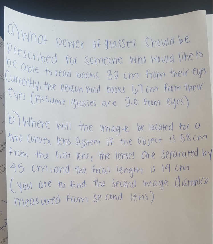 Solved What power of glasses should be prescribed for | Chegg.com