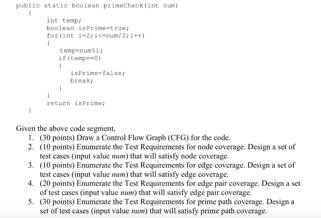 Solved Public Static Boolean Primecheck Int Num Int Temp