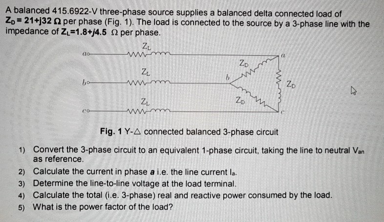 Solved A balanced 415.6922-V three-phase source supplies a | Chegg.com