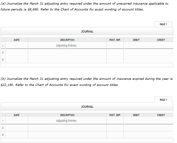 Solved Adjusting entries for prepaid insurance | Chegg.com