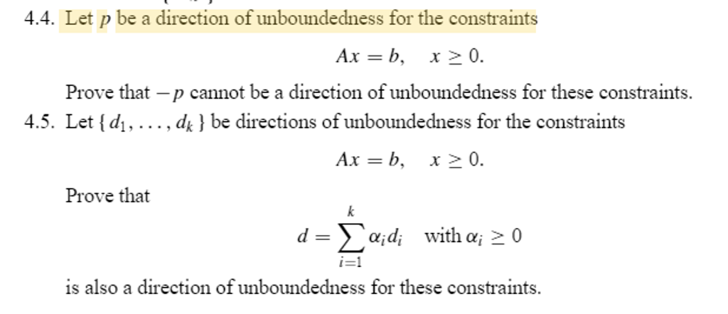 Let p be a direction of unboundedness for the | Chegg.com