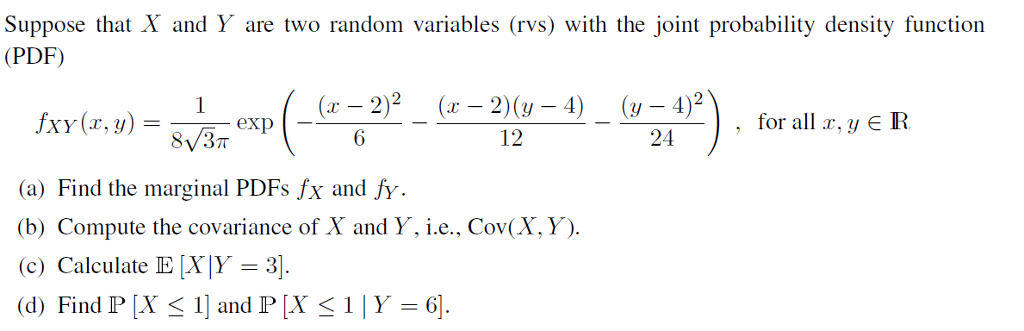 Solved Suppose that X and Y are two random variables (rvs) | Chegg.com