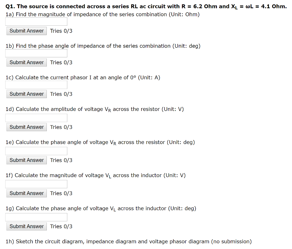 Solved Series and parallel RL and RC circuits with an AC | Chegg.com