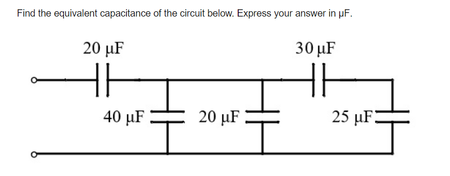 Solved Find the equivalent capacitance of the circuit below. | Chegg.com
