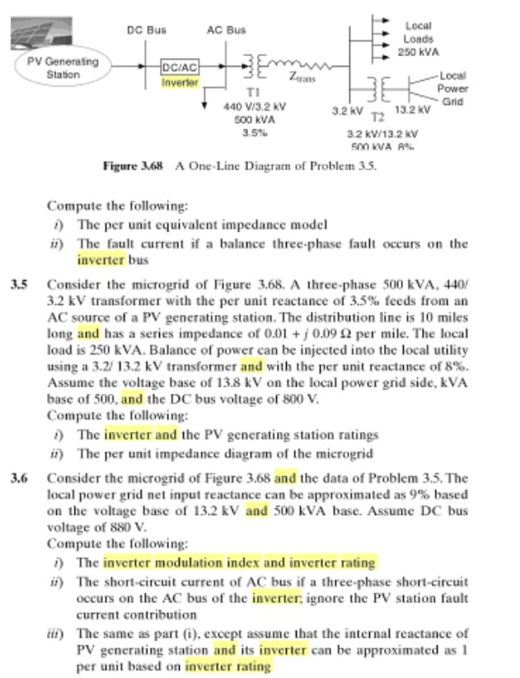 Local DC Bus AC Bus Loads 250 kVA PV Generating DCAC | Chegg.com