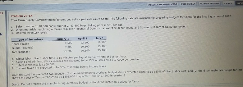 Solved TRUCTOR FULL SCREEN MESSAGE HY INS PRİNTER VERSION | Chegg.com