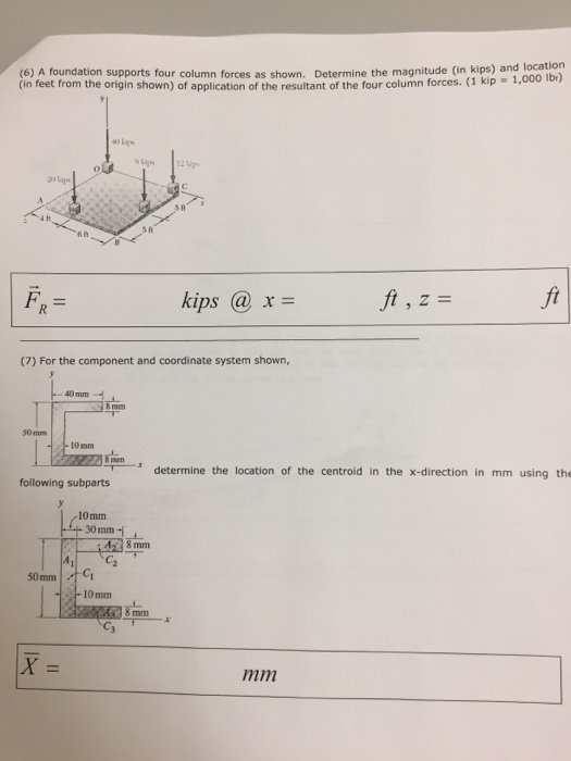 Solved A foundation supports four column forces as shown. | Chegg.com
