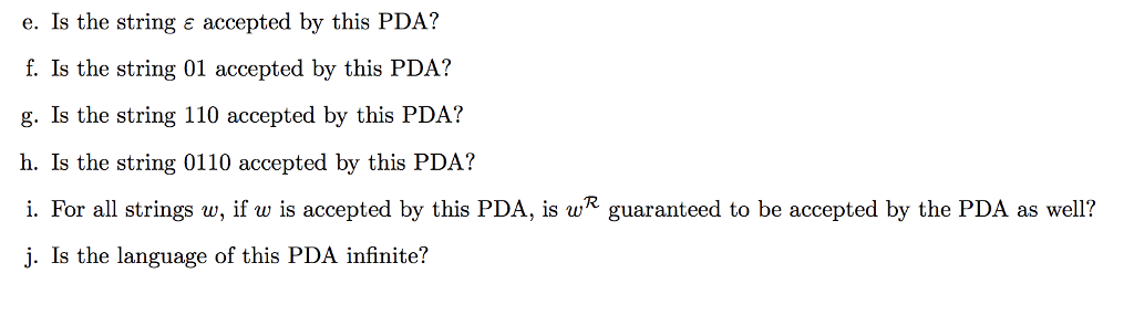 Consider the PDA over the input alphabet ? = {0, 1} | Chegg.com