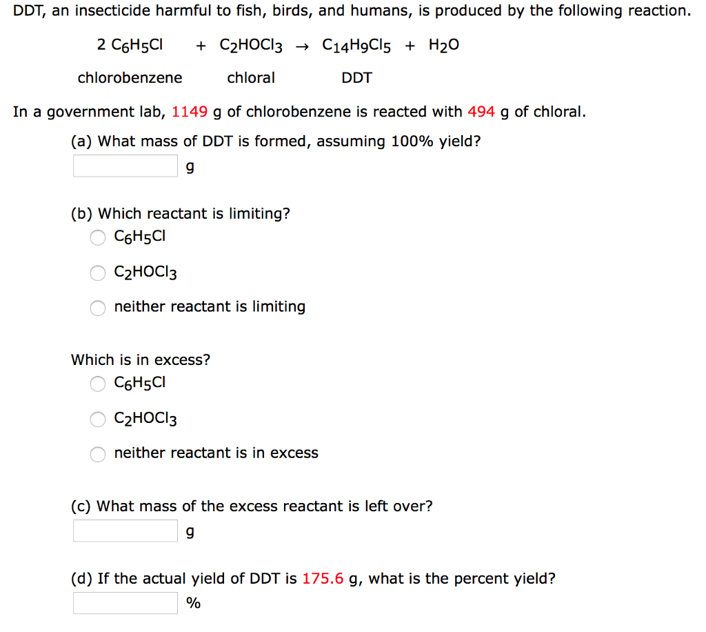 DDT, an insecticide harmful to fish, birds, and | Chegg.com