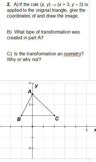 Solved A) If the rule (x, y) rightarrow (x + 3, y - 3) is | Chegg.com