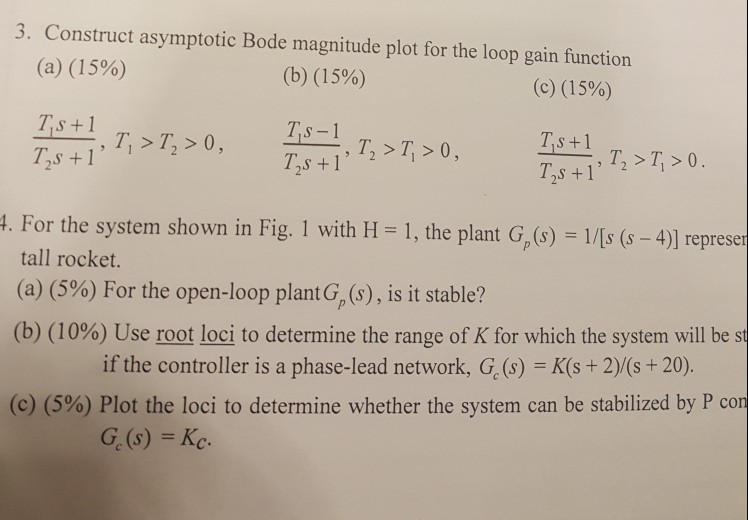 3. Construct asymptotic Bode magnitude plot for the | Chegg.com