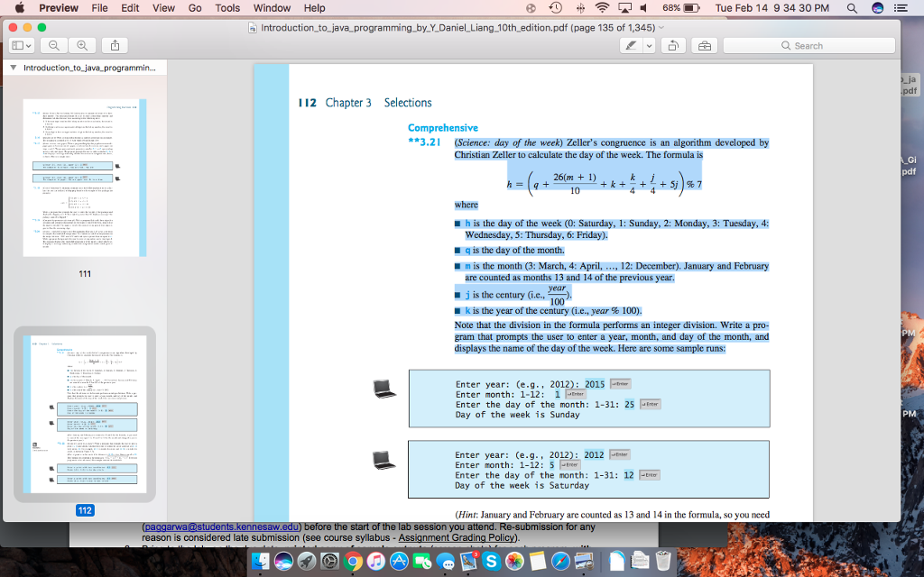 Solved (Science: day of the week) Zeller's congruence is an | Chegg.com