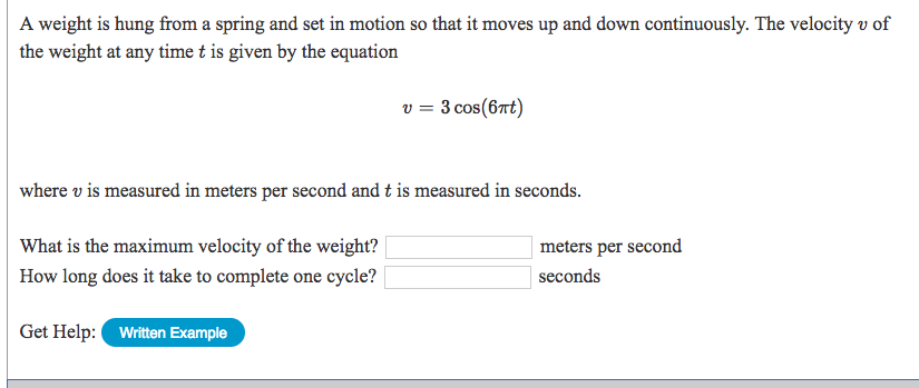 Solved A weight is hung from a spring and set in motion so | Chegg.com