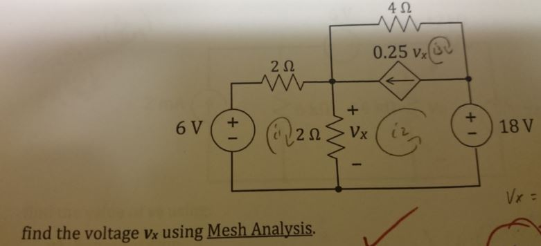 Solved Find the voltage v_x using Mesh Analysis. | Chegg.com