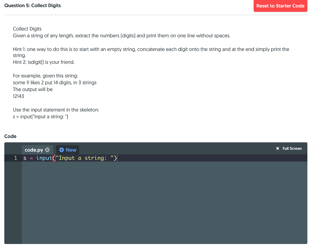 Solved Question 4: Formatting Reset to Starter Code | Chegg.com