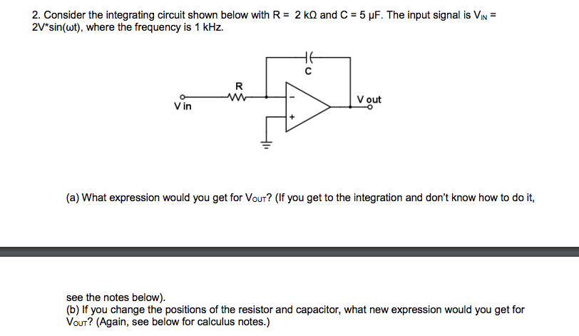Solved 2. Consider the integrating circuit shown below with | Chegg.com