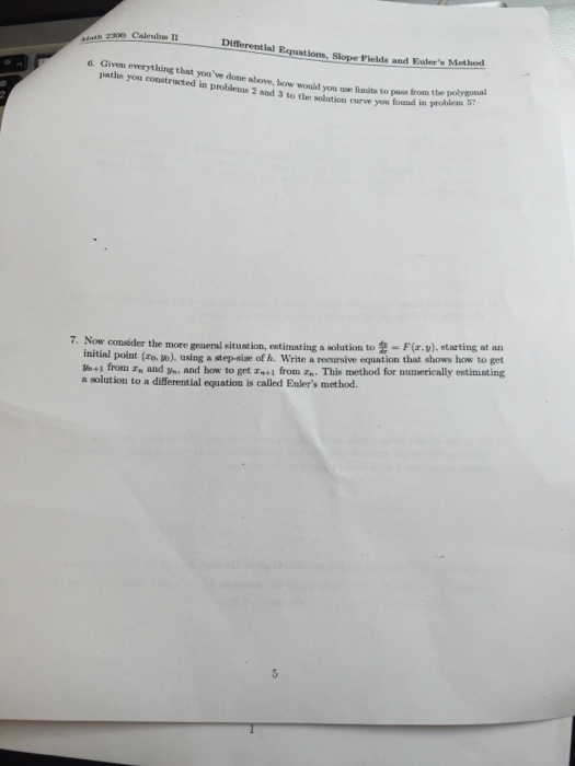 Solved Math 2300: Calculus II Differential Fields and | Chegg.com