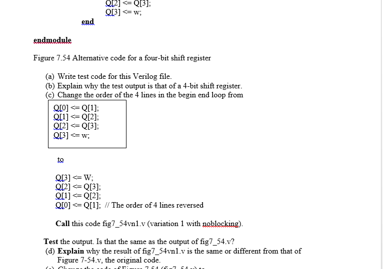 Solved 8. (22 %) Changing the order of code for nonblocking | Chegg.com