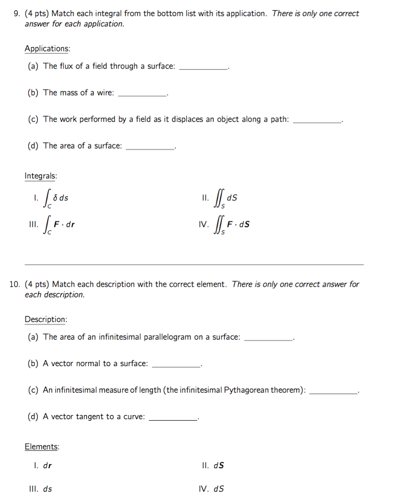 Solved Match each integral from the bottom list with its | Chegg.com