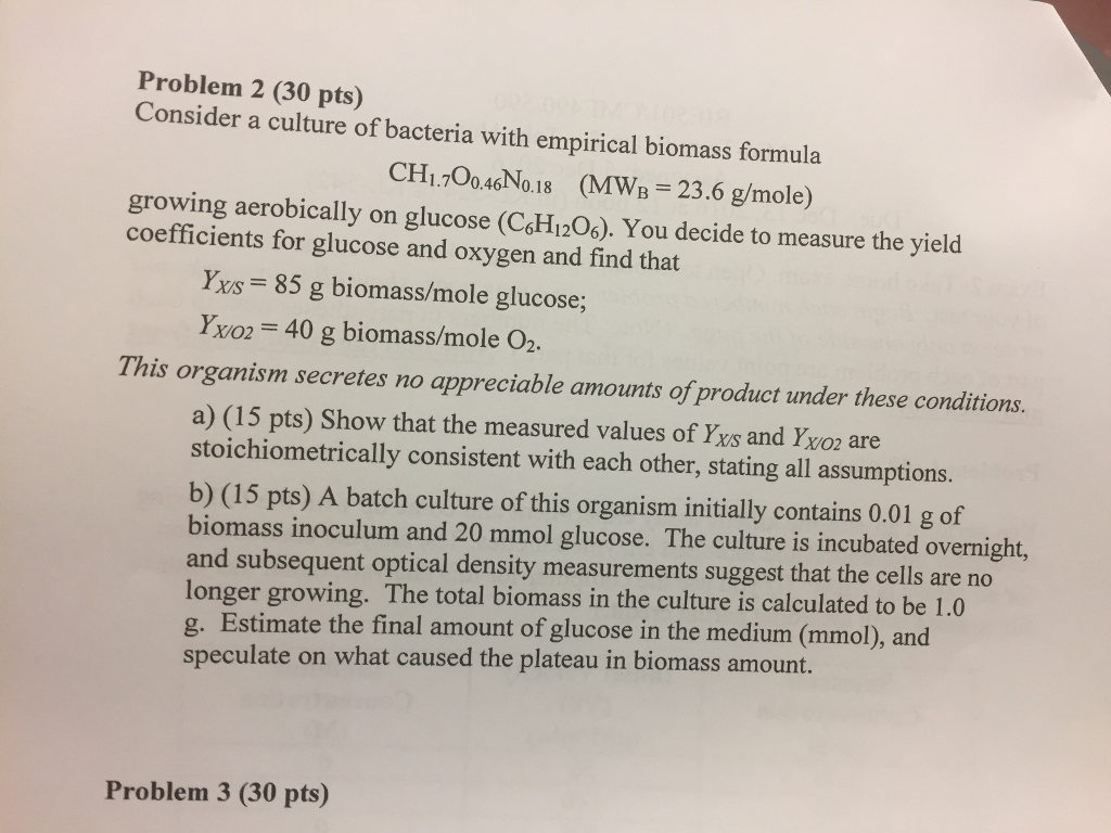 Solved Consider a culture of bacteria with empirical biomass | Chegg.com