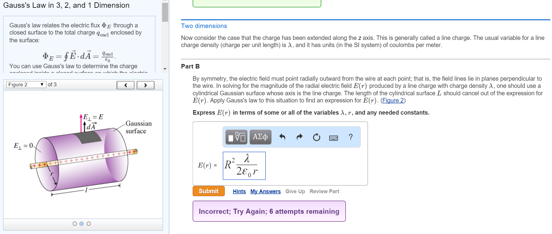 Solved Apply Gauss's law to this situation to find an | Chegg.com