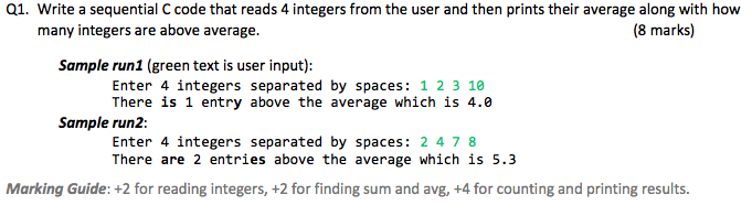 Solved Q1 Write A Sequential C Code That Reads 4 Integers