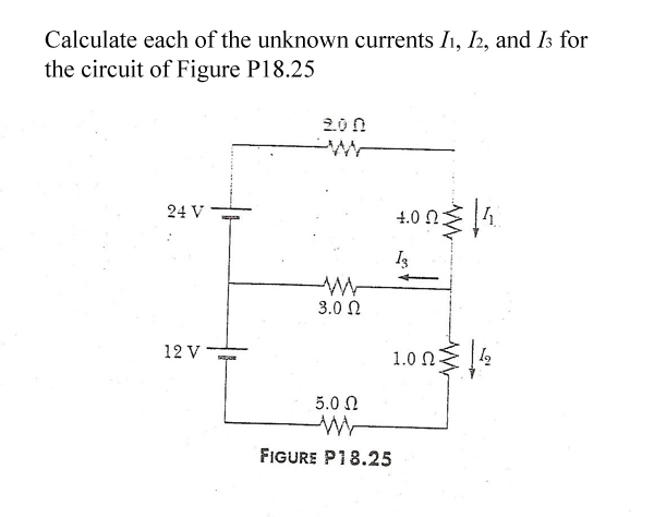 Calculate each of the unknown currents I1, I2, and I3 | Chegg.com