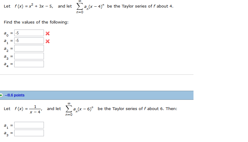 Solved Let f(x) = x2 + 3x - 5, and let be the Taylor series | Chegg.com