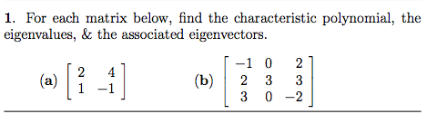Solved For each matrix below, find the characteristic | Chegg.com