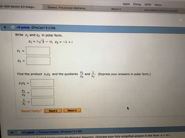 Solved Write z_1 and z_2 in polar form. z_1 = 4 Squareroot | Chegg.com