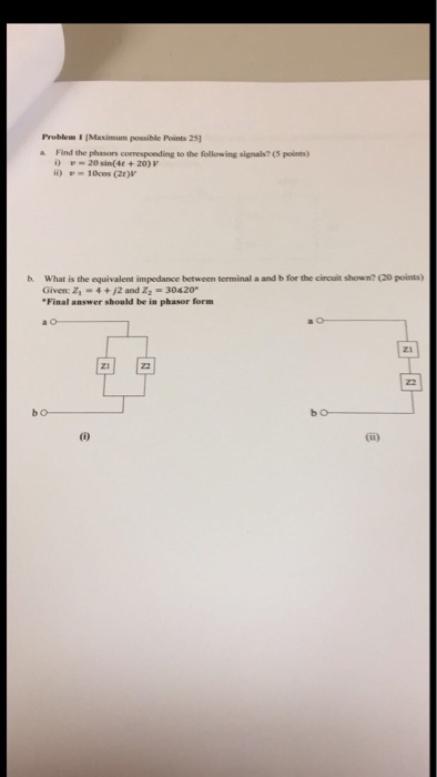 Solved Find the phasors corresponding to the following | Chegg.com