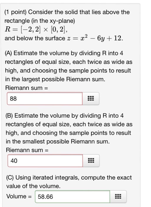 Solved (1 point) Consider the solid that lies above the | Chegg.com