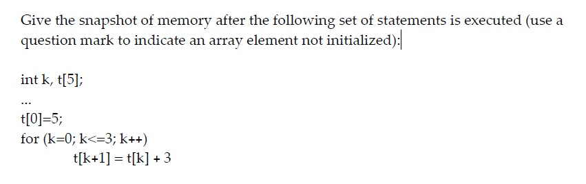 Solved: Give The Snapshot Of Memory After The Following Se... | Chegg.com