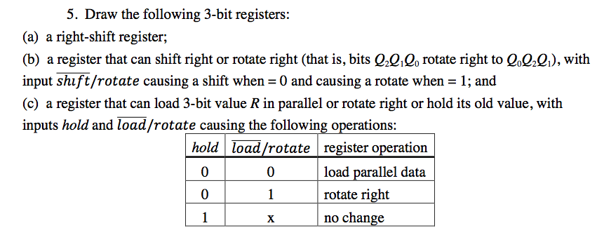 Solved Draw the following 3-bit registers: a right-shift | Chegg.com