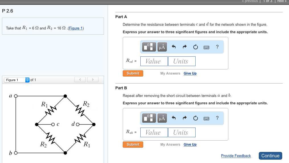 Solved Take that R_1=6 ohm and R_2=16 ohm. Determine the | Chegg.com