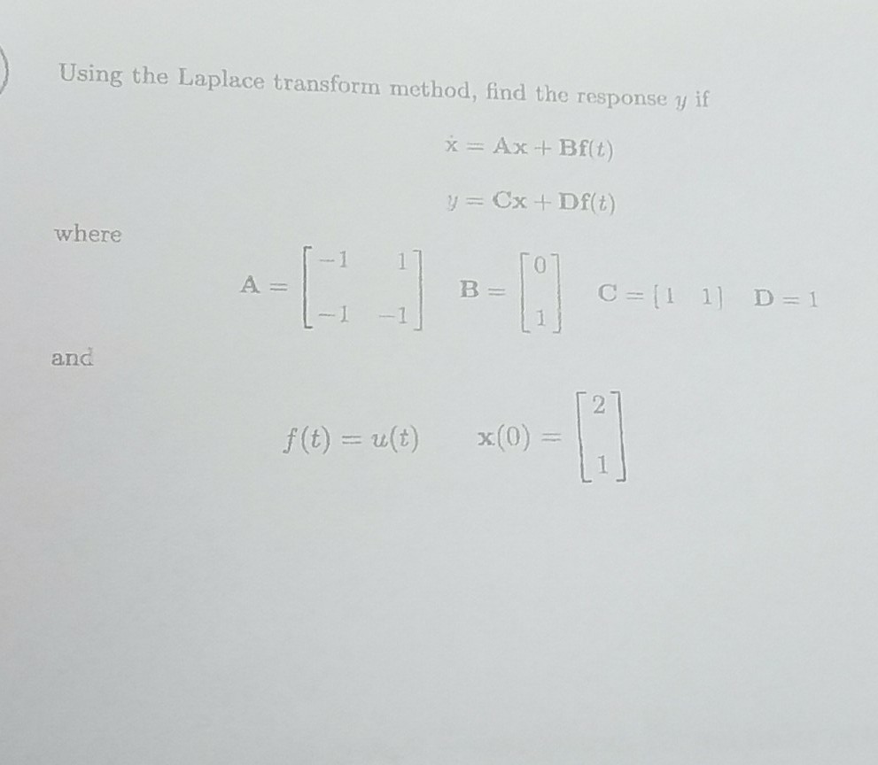 Solved Using the Laplace transform method, find the response | Chegg.com