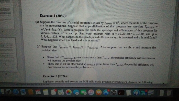 Solved Suppose the run-time of a serial program is given by | Chegg.com