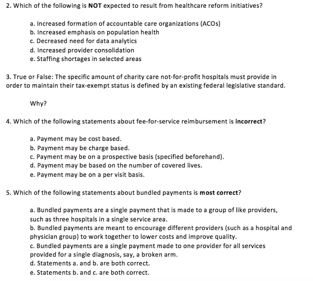 HEALTHCARE FINANCE TOPIC I have answered these | Chegg.com
