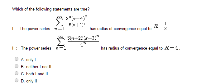 Solved Question about radius + interval of convergence for | Chegg.com