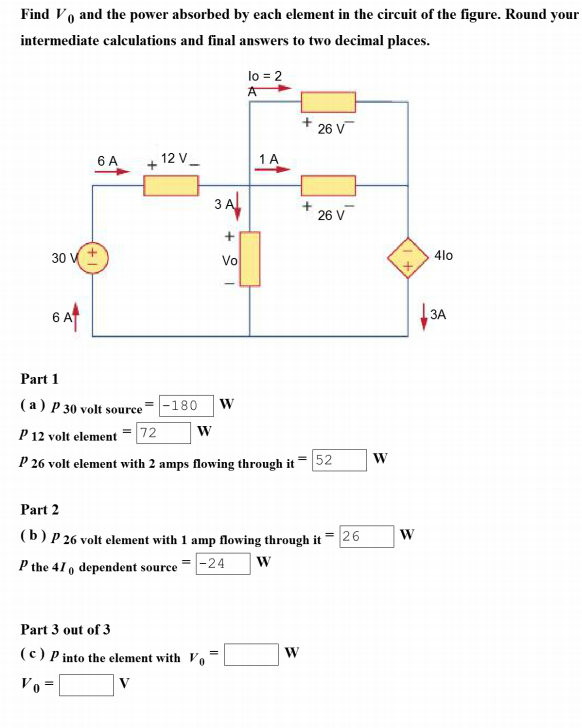Solved Find V0 and the power absorbed by each element in the | Chegg.com