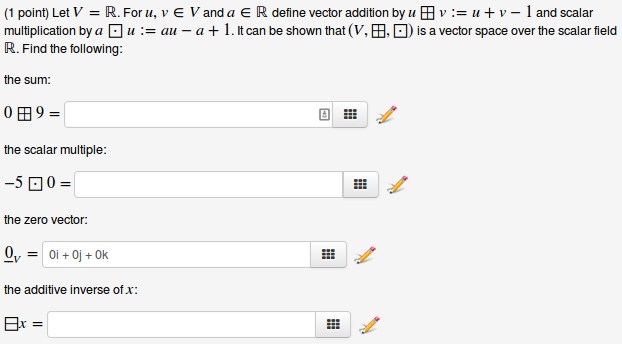 Solved Let V = R. For u, v epsilon V and a epsilon R define | Chegg.com