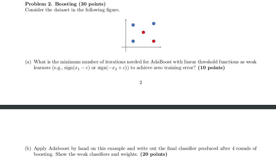 Problem 2. Boosting (30 points) Consider the dataset | Chegg.com