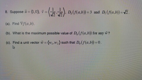 Solved 8. Suppose u = (1,0), v = (1/root 2, 1/root 2), | Chegg.com