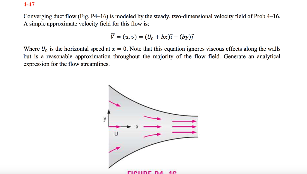 Solved 4-47 Converging duct flow (Fig. P4-16) is modeled by | Chegg.com