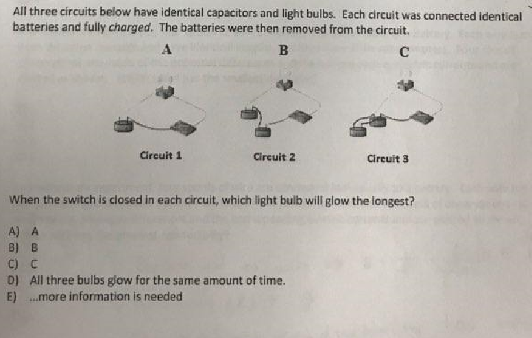 Solved All three circuits below have identical capacitors | Chegg.com