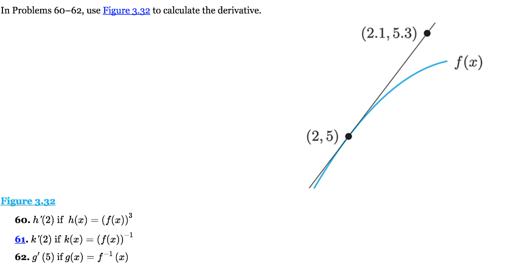 Solved In Problems 60-62, use Figure 3.32 to calculate the | Chegg.com