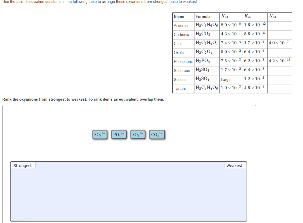 Solved Use the acid-dissociation constants in the following | Chegg.com