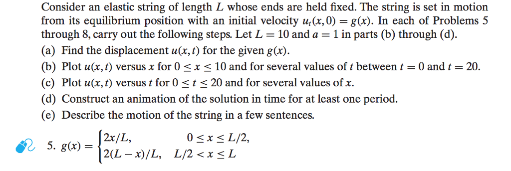 Solved Consider an elastic string of length L whose ends are | Chegg.com